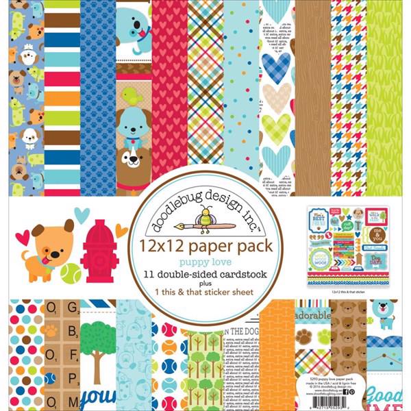 Doodlebug Design Paper PACK 12x12 - Puppy Love