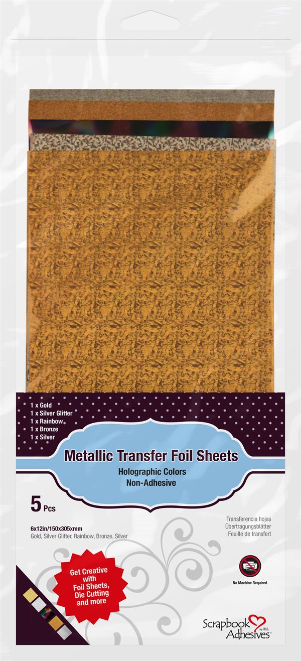 Scrapbook Adhesives Transfer Foil Sheets - Metallic Holographic (5 ark)
